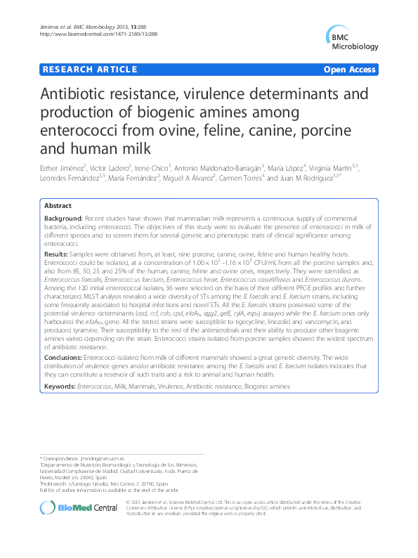 (PDF) Antibiotic resistance, virulence determinants and production of biogenic amines among ...