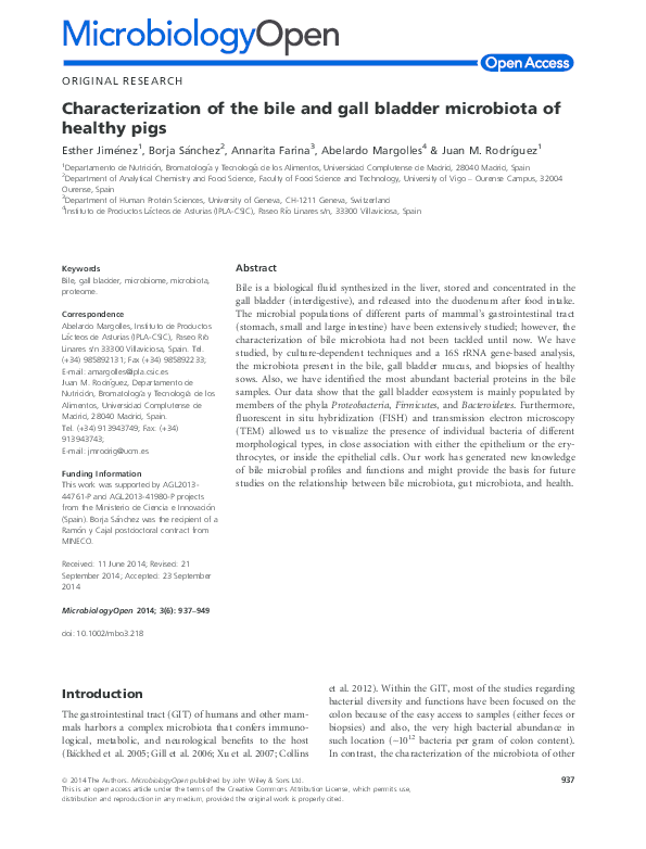 (PDF) Characterization of the bile and gall bladder microbiota of ...