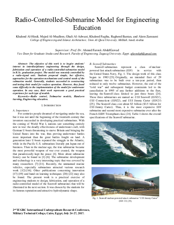 (PDF) Radio-Controlled-Submarine Model for Engineering Education