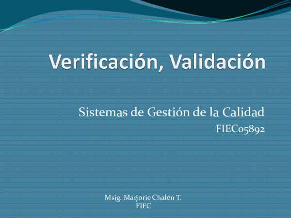 (PDF) Sistemas de Gestión de la Calidad cap 8 verrifiacion validacion