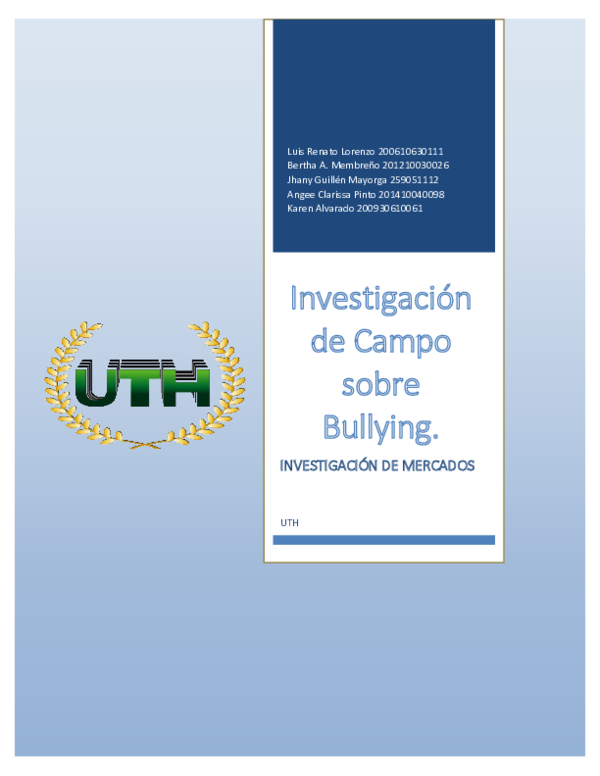 (PDF) Investigación de Campo sobre Bullying