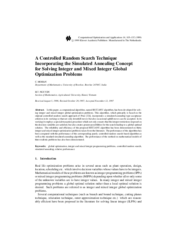 Pdf Rst2anu Algorithm A Hybrid Approach For Integer Optimization 
