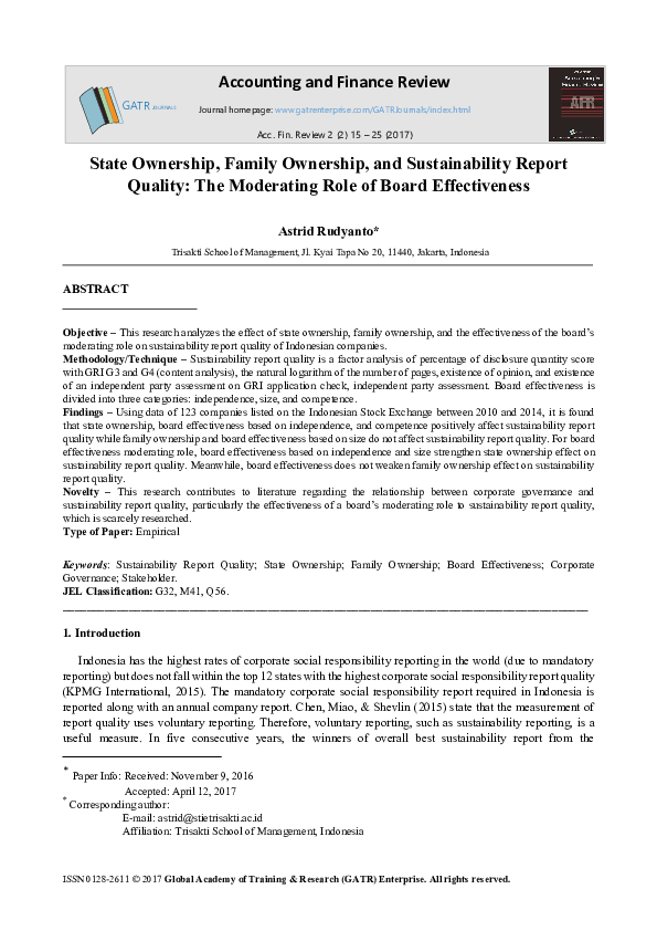 (PDF) State Ownership, Family Ownership, and Sustainability Report ...