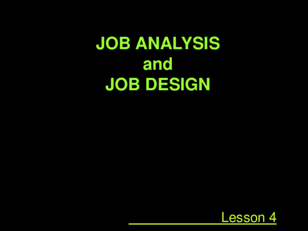 (PPT) Lesson 4 Job Analysis