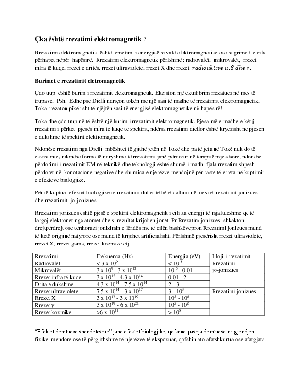 (DOC) Çka është rrezatimi elektromagnetik