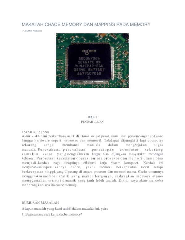 (DOC) MAKALAH CHACE MEMORY DAN MAPPING PADA MEMORY