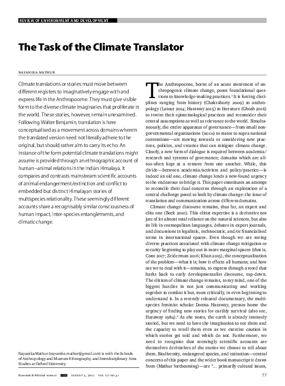 (PDF) The Task of the Climate Translator
