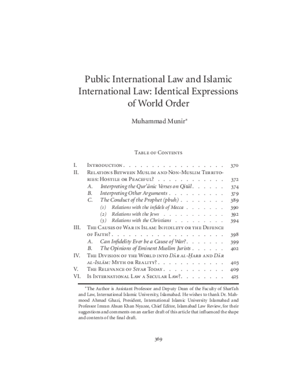 (PDF) Public International Law and Islamic International Law: Identical ...