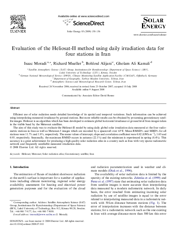 (PDF) Evaluation of the Heliosat-II method using daily irradiation data ...