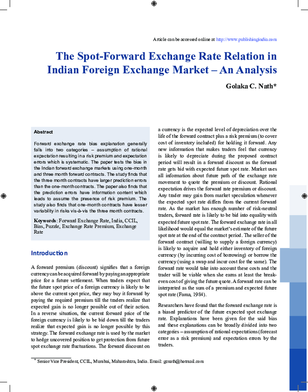 (PDF) The Spot-Forward Exchange Rate Relation in Indian Foreign ...