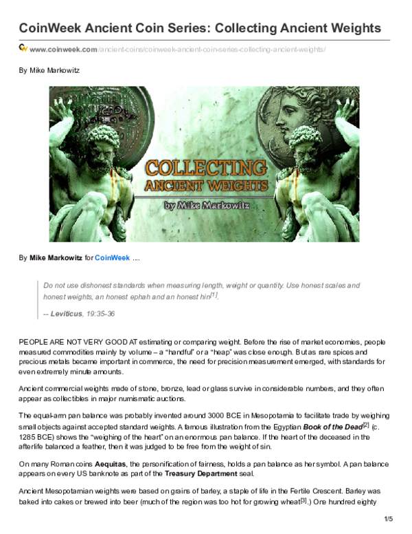 (PDF) Collecting Ancient Weights