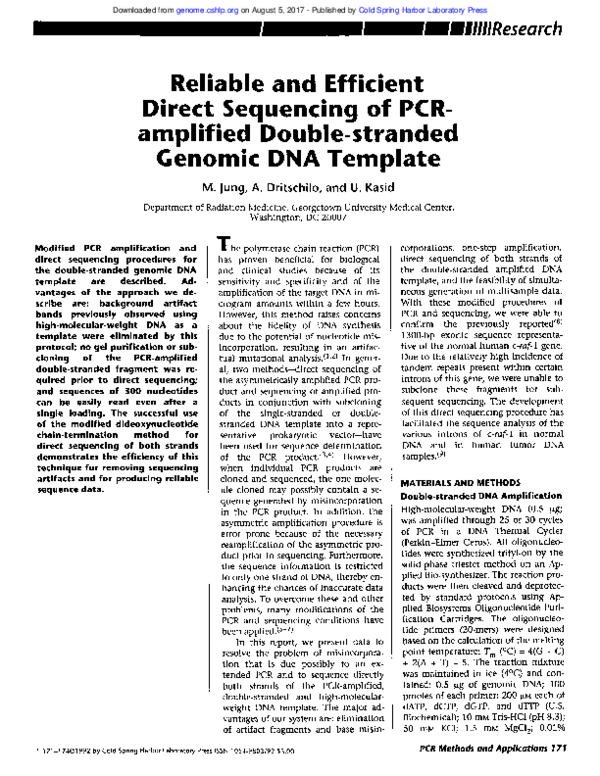 (PDF) Reliable and efficient direct sequencing of PCR-amplified double ...