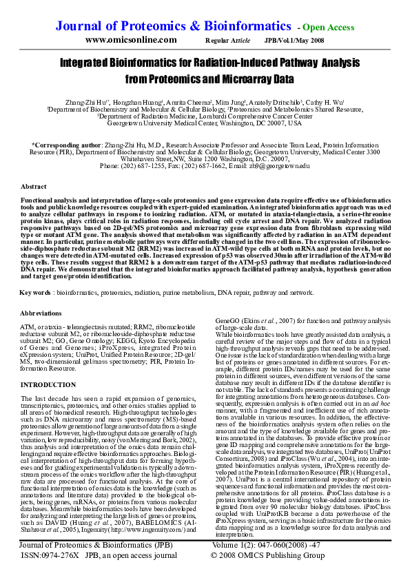(PDF) Integrated Bioinformatics for Radiation-Induced Pathway Analysis ...