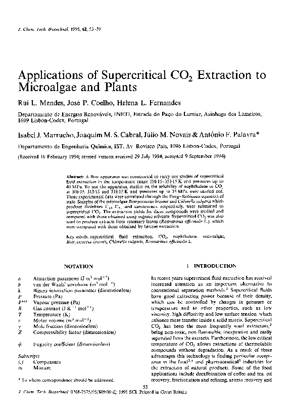 (PDF) Applications of supercritical CO2 extraction to microalgae and plants