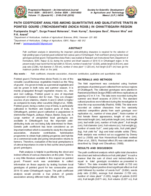 (PDF) Path Coefficient Analysis among Quantitative and Qualitative Traits in Pointed Gourd ...