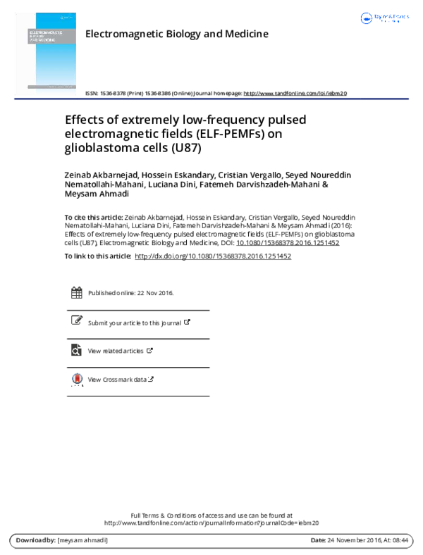 (PDF) Electromagnetic Biology and Medicine Effects of extremely low-frequency pulsed ...