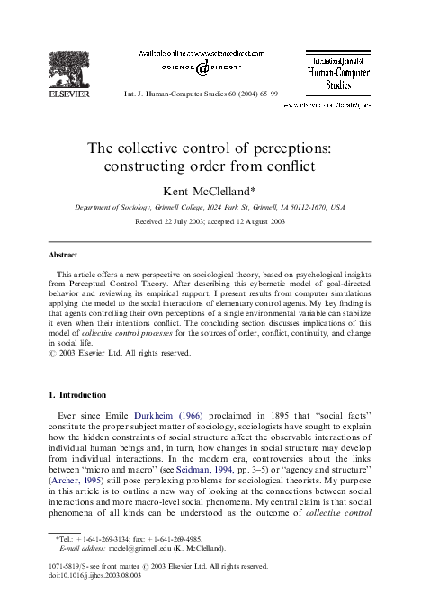 (PDF) The collective control of perceptions: constructing order from ...