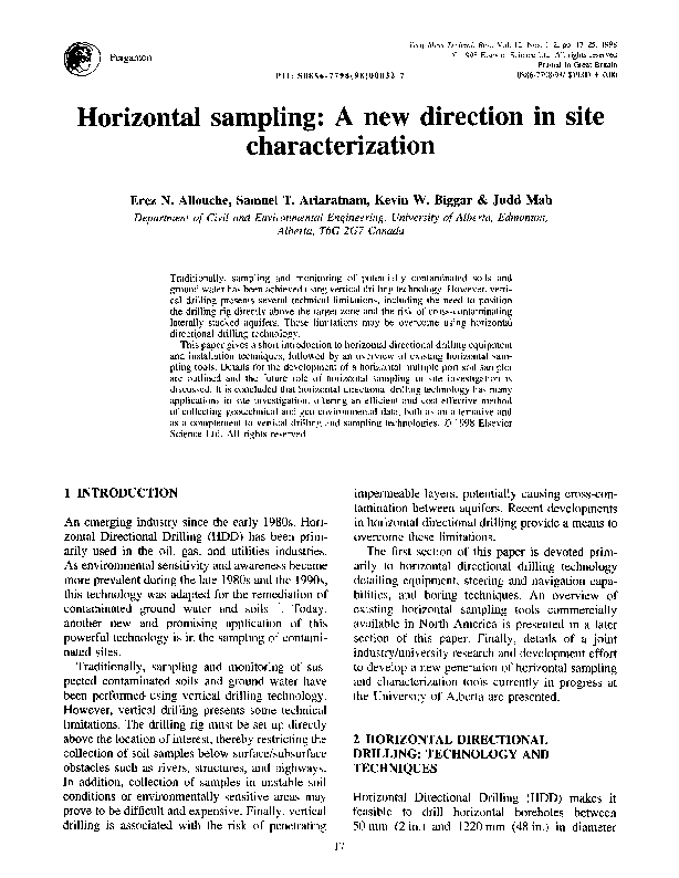 (PDF) Horizontal sampling: A new direction in site characterization