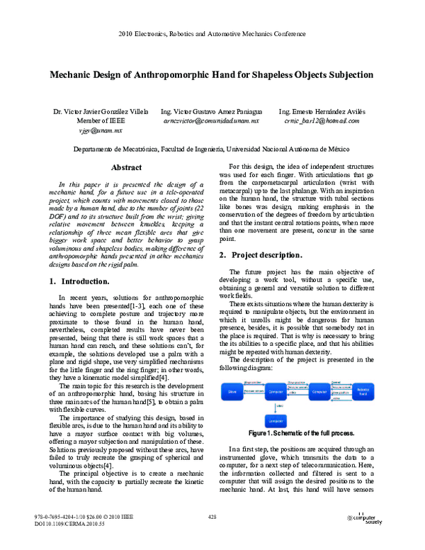 (PDF) Mechanical Design of an Anthropomorphic Hand for Shapeless Object ...