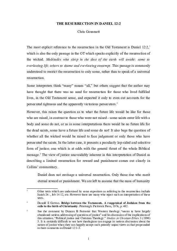(PDF) The Resurrection in Daniel 12:2