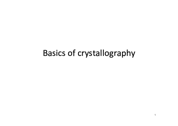 (PDF) Basics of crystallography