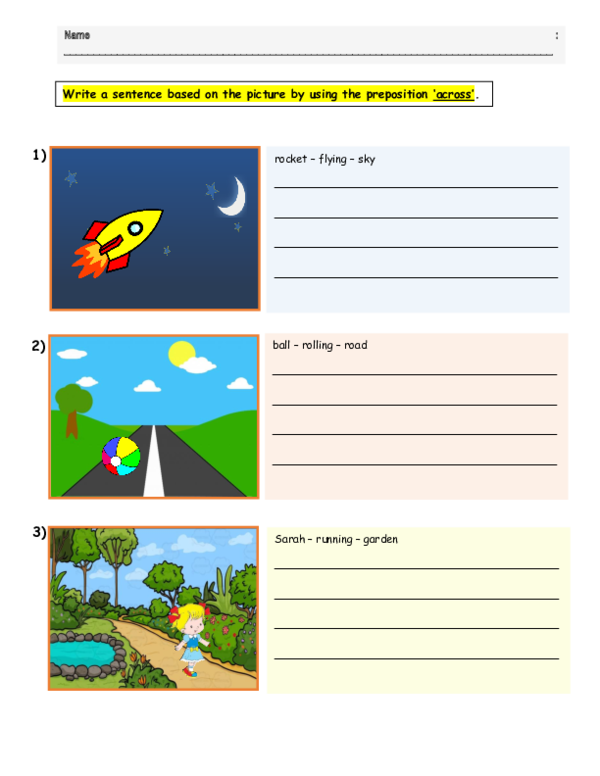 (DOC) worksheet preposition of direction / movement (across). construct ...