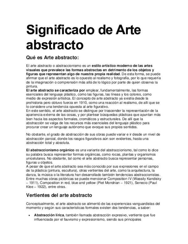 (DOC) Significado de Arte abstracto Qué es Arte abstracto