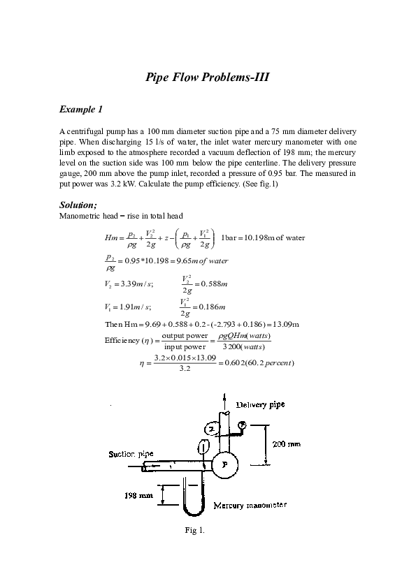 (DOC) Pipe Flow Problems-III Example 1
