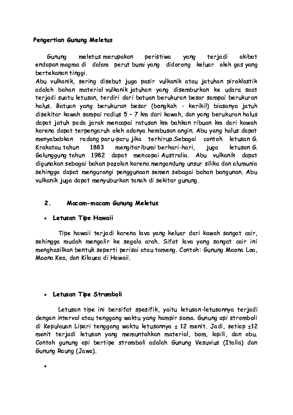 (DOC) Pengertian Gunung Meletus