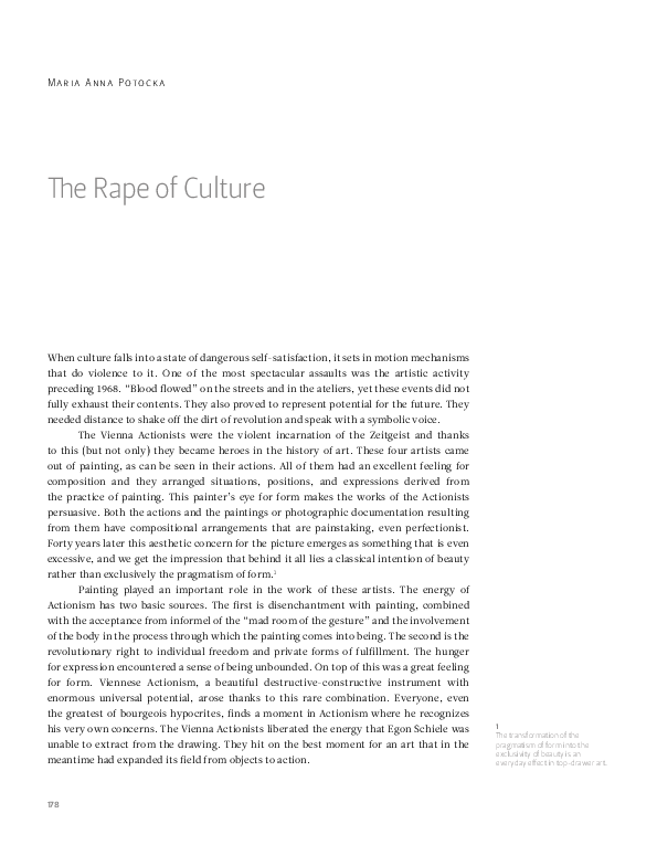 (PDF) The Rape of Culture. Vienna Actionism