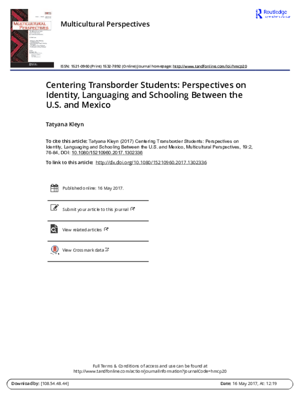 (PDF) Centering Transborder Students: Perspectives on Identity ...