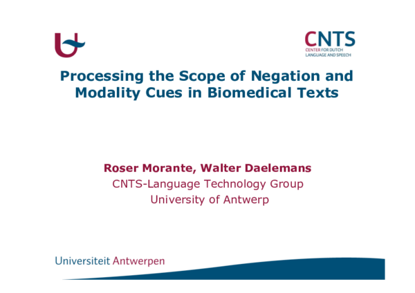 (PDF) Processing the Scope of Negation and Modality Cues in Biomedical Texts