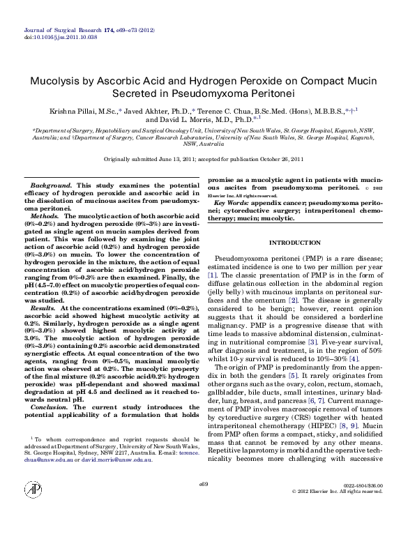 (PDF) Mucolysis by Ascorbic Acid and Hydrogen Peroxide on Compact Mucin ...