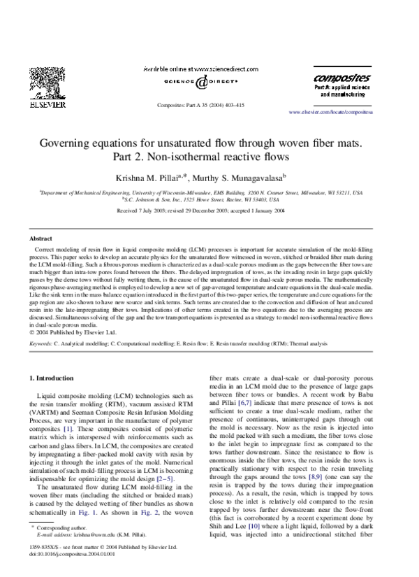 (PDF) Governing equations for unsaturated flow through woven fiber mats ...