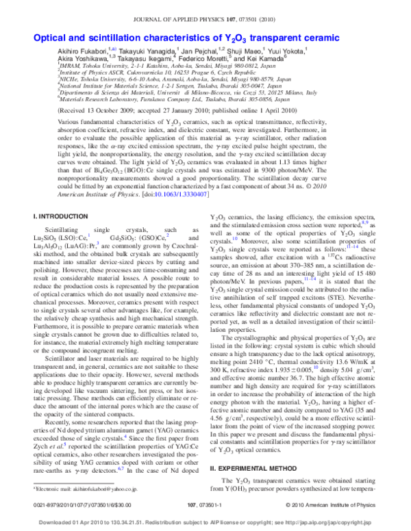 (PDF) Optical and scintillation characteristics of Y[sub 2]O[sub 3 ...