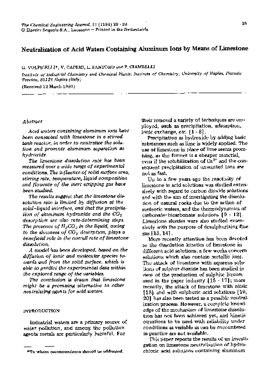 (PDF) Neutralization of acid waters containing aluminum ions by means ...