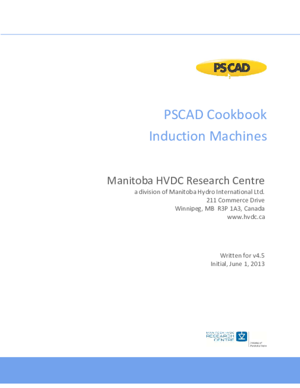(PDF) PSCAD Cookbook Induction Machines
