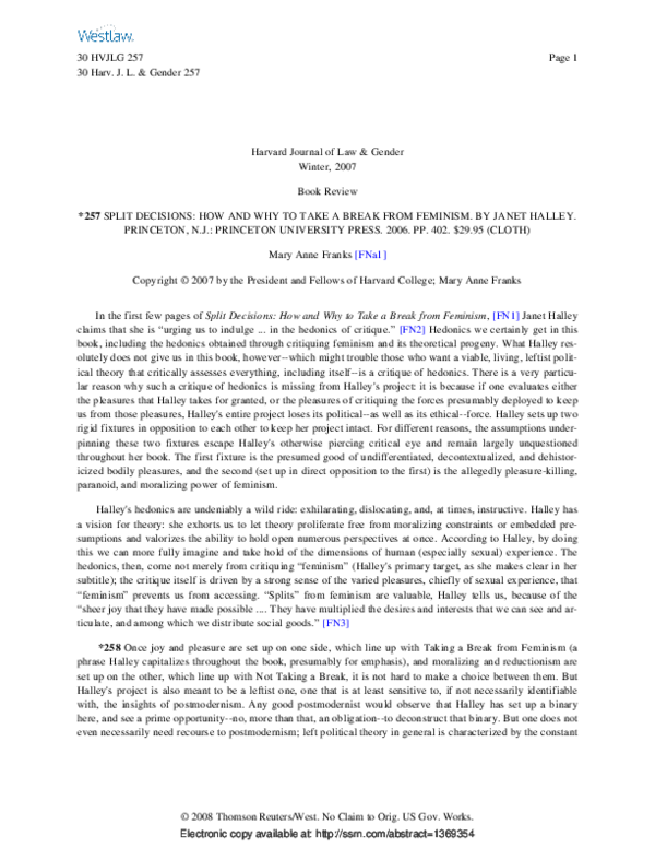 (PDF) What's Left of Pleasure? A Review of Janet Halley's Split ...