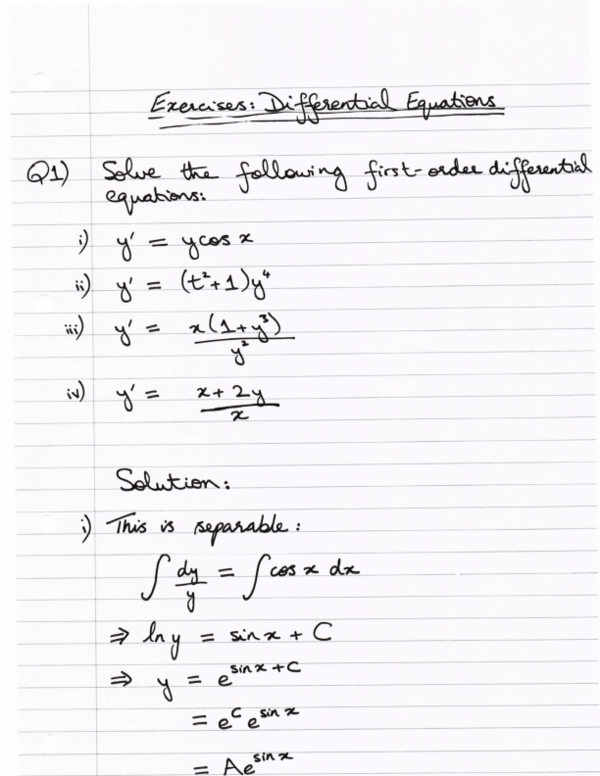 (PDF) Worked Examples: Differential Equations