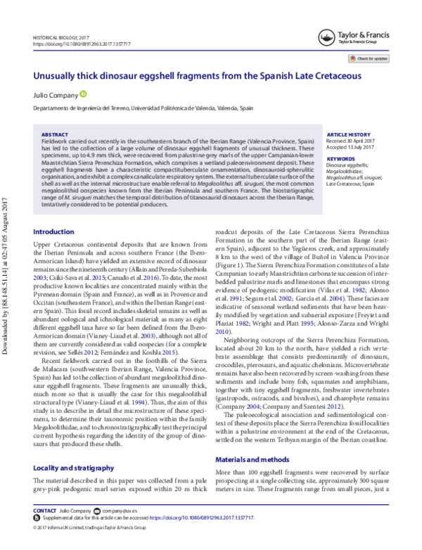 (PDF) Unusually thick dinosaur eggshell fragments from the Spanish Late ...
