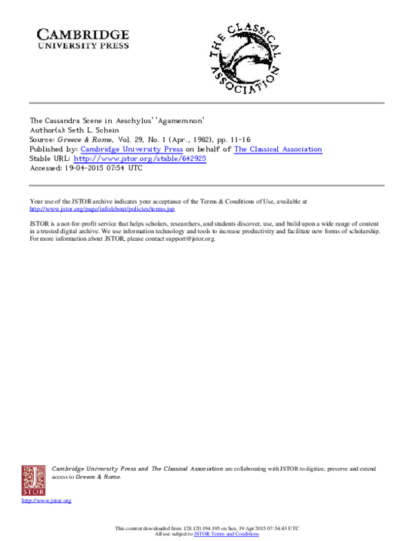 (PDF) The Cassandra Scene in Aeschylus Agamemnon