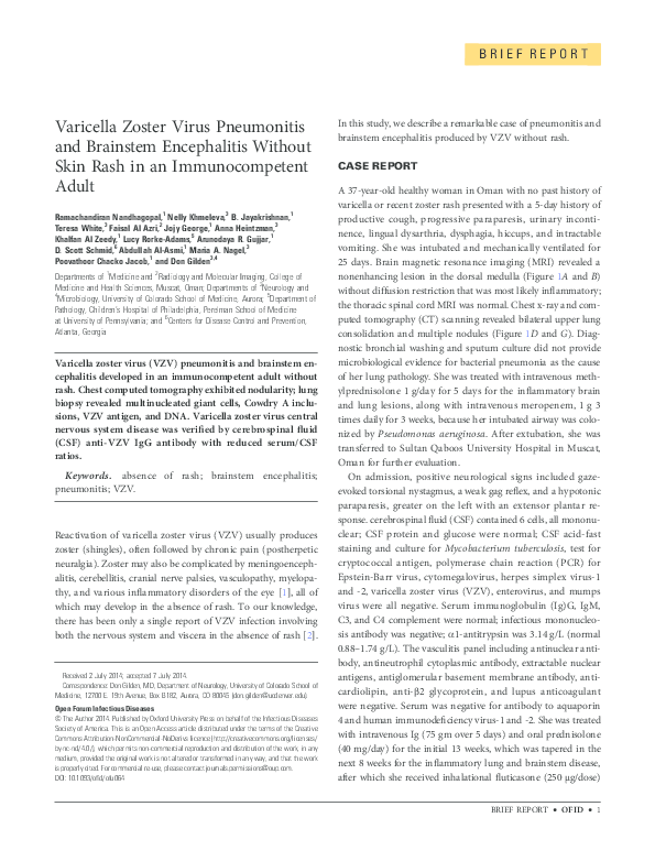 (PDF) Atypical presentation of varicella-zoster virus encephalitis in ...