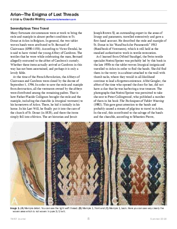 (PDF) Tablet Weaving: Arlon—The Enigma of Lost Threads