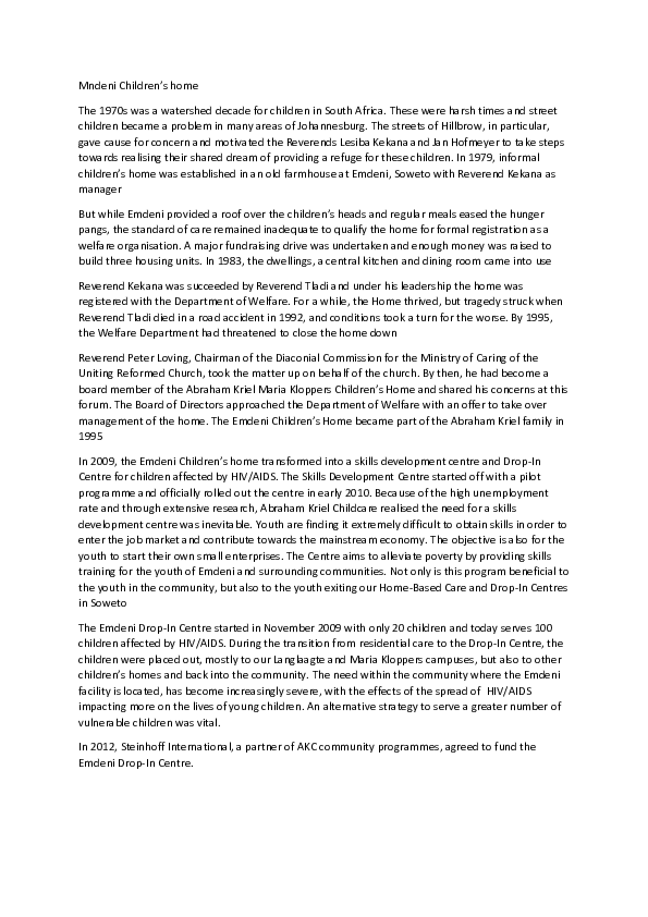 (DOC) Mndeni Children