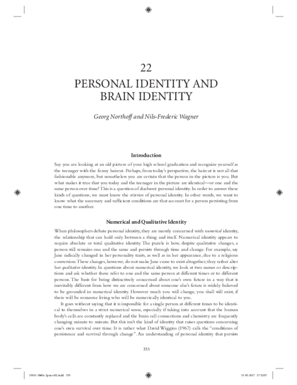 (PDF) Personal Identity and Brain Identity