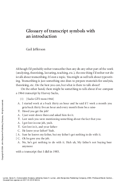 (PDF) Glossary of transcript symbols with an introduction