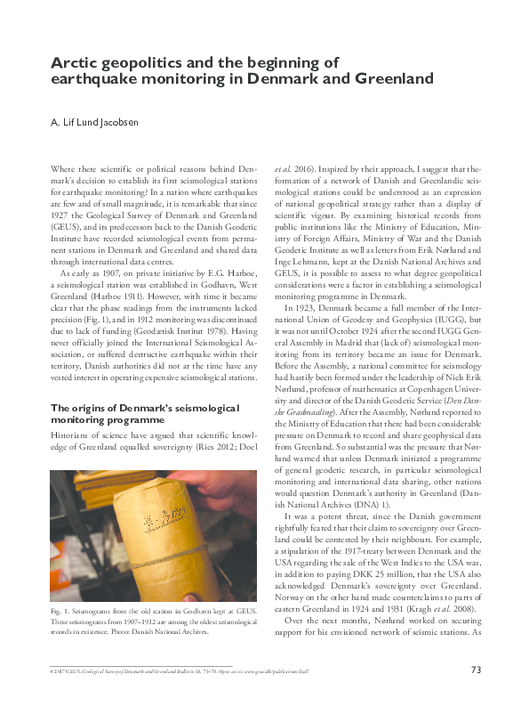 (PDF) Arctic geopolitics and the beginning of earthquake monitoring in ...