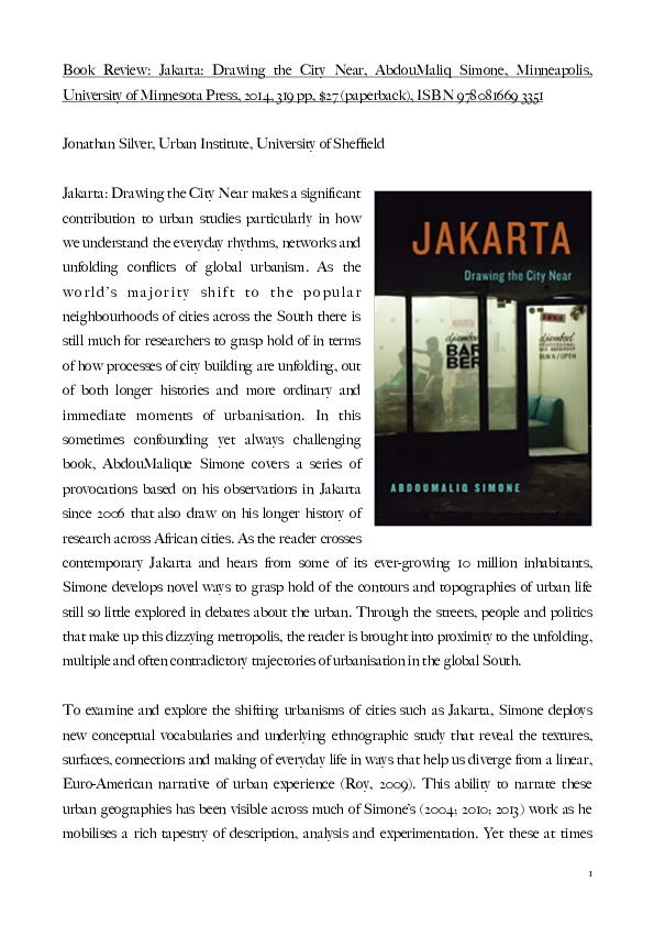(PDF) Jakarta: Drawing the City Near by AbdouMaliq Simone
