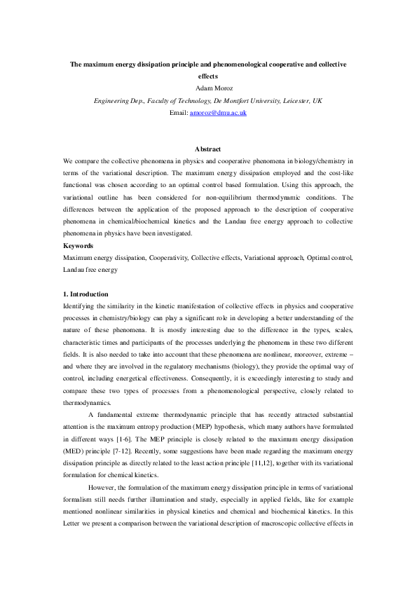 (PDF) The maximum energy dissipation principle and phenomenological ...