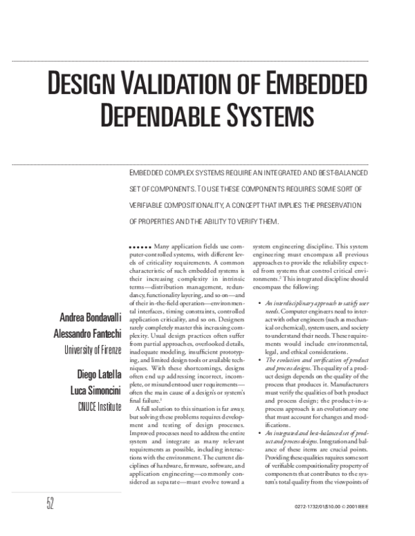 (PDF) Design validation of embedded dependable systems